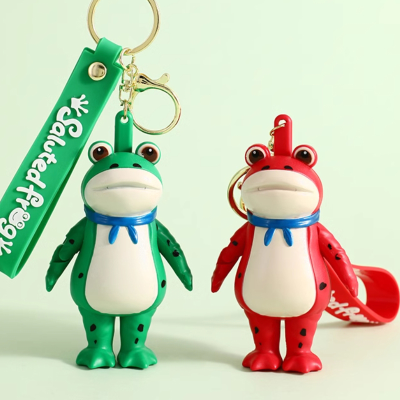 Salute Frog Cartoon Soft Rubber Key Chain Creative Student Backpack ...