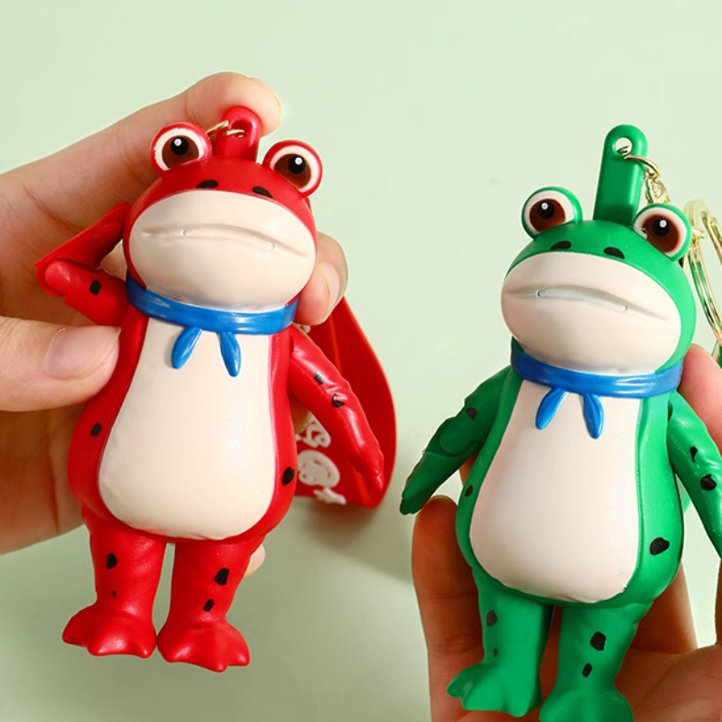 Salute Frog Cartoon Soft Rubber Key Chain Creative Student Backpack ...